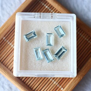 Natural Blue Aquamarine Rectangle Gemstone W/ Flat Back, Rectangular ...