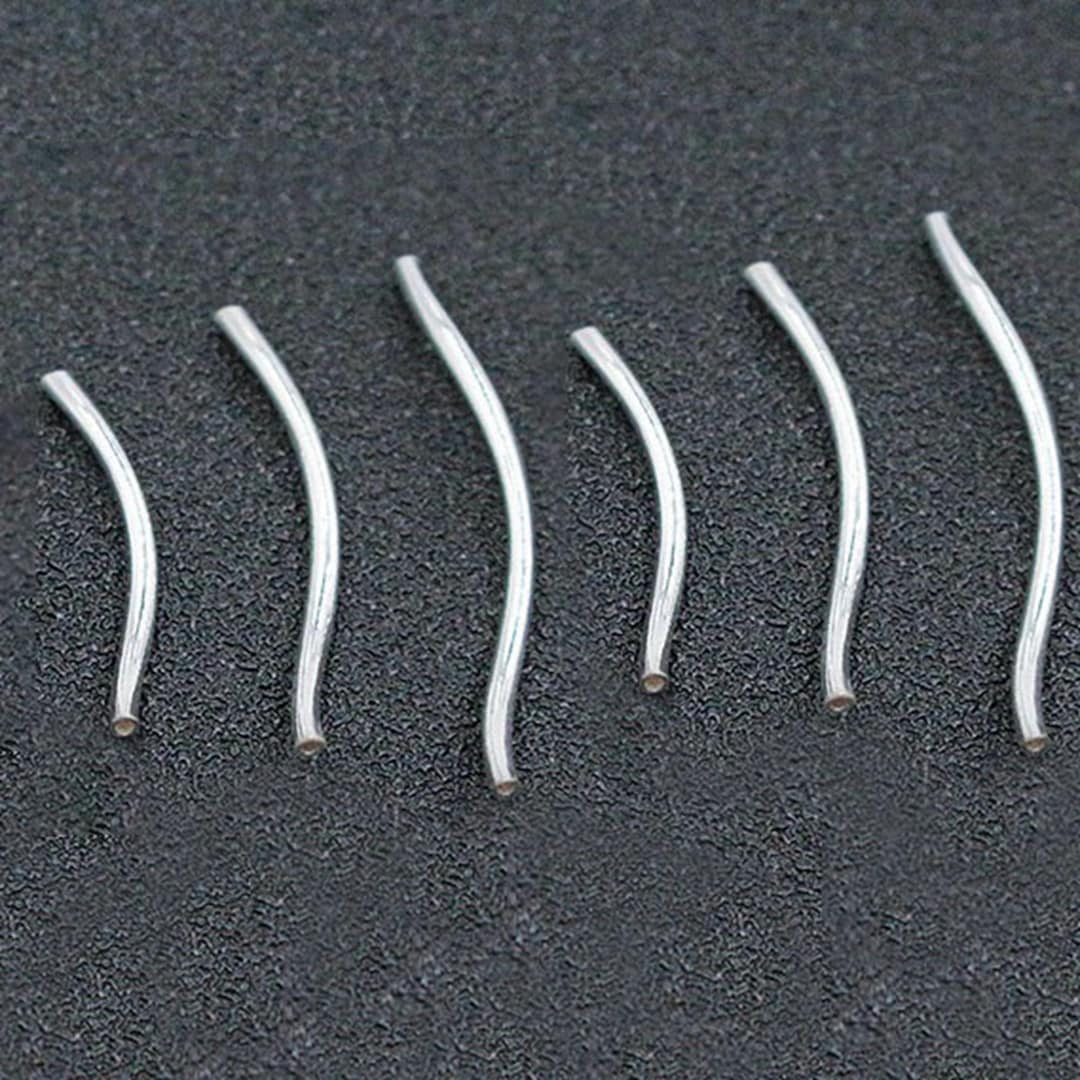 Sterling Silver S Shaped Curve Tube Beads, Spiral Tube Bead, Bend Tube ...