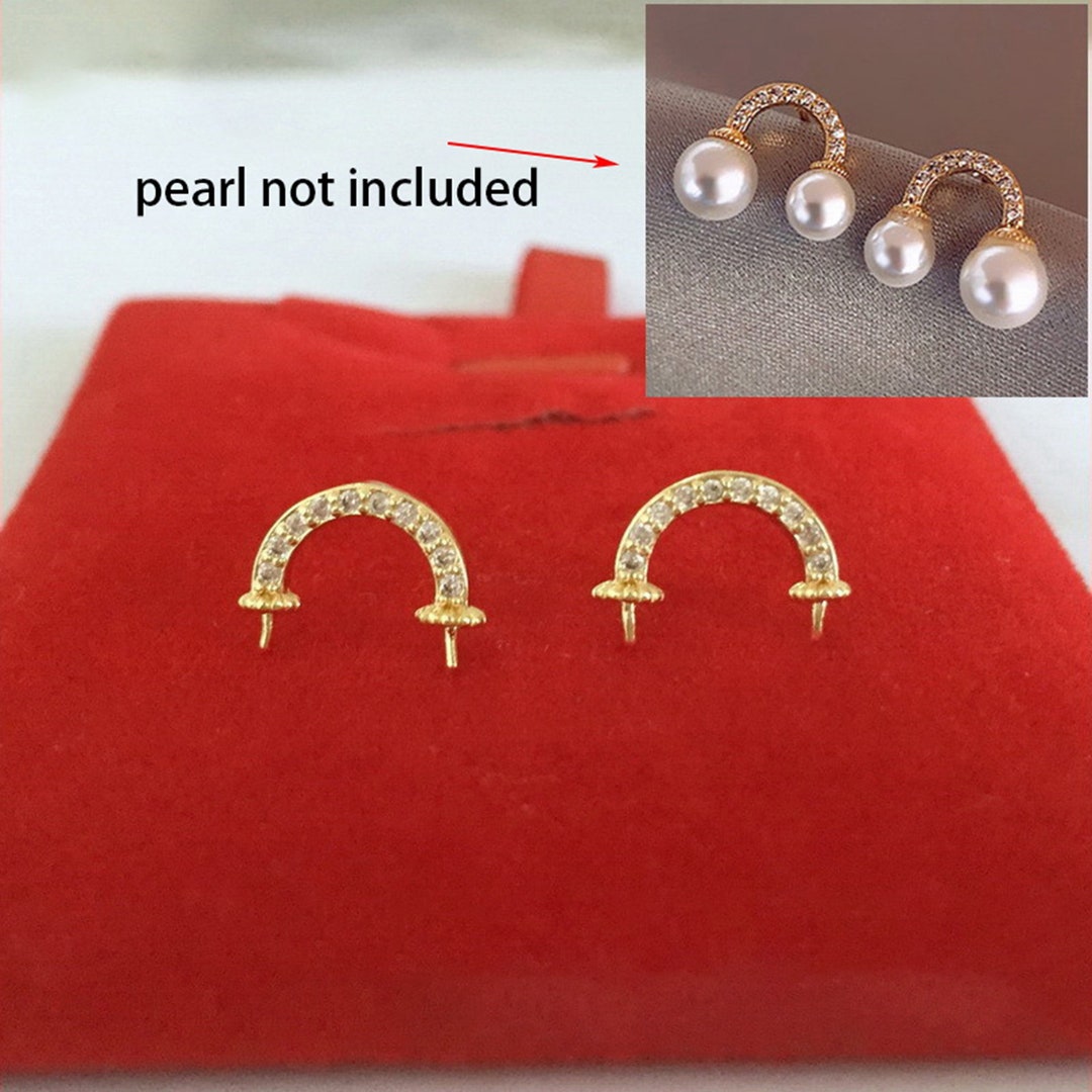 14K Gold Plated C Shape Earring Post, Gold Tone Semi-circle Earring ...