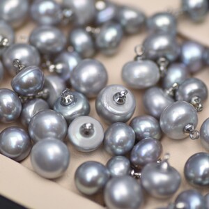 Grey Pearl Buttons, Natural Coated Pearl Sewing Button (8-9mm), 20 Pcs ...