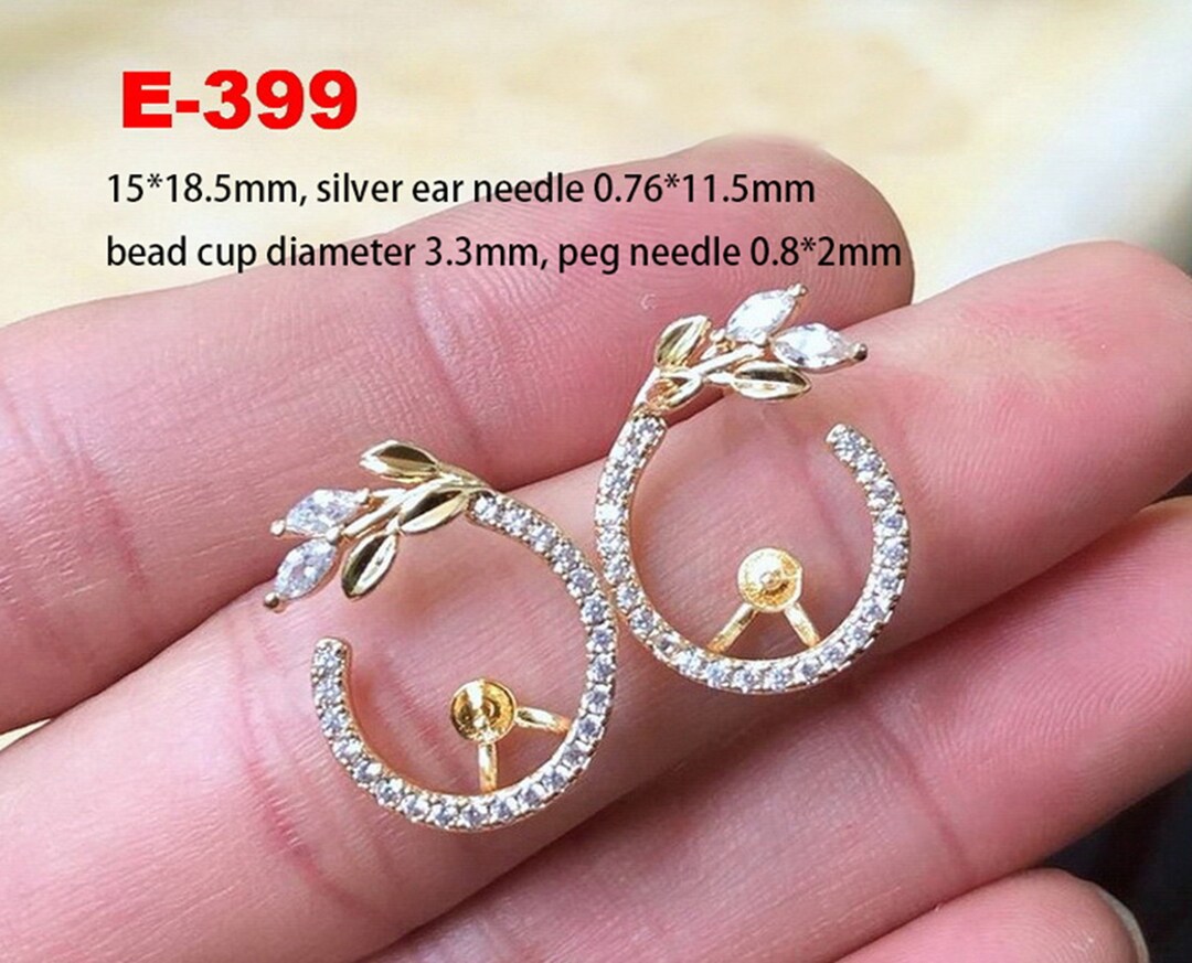 14K Gold Plated Circle Earring Settings, Gold Tone Wheat Earring Post ...