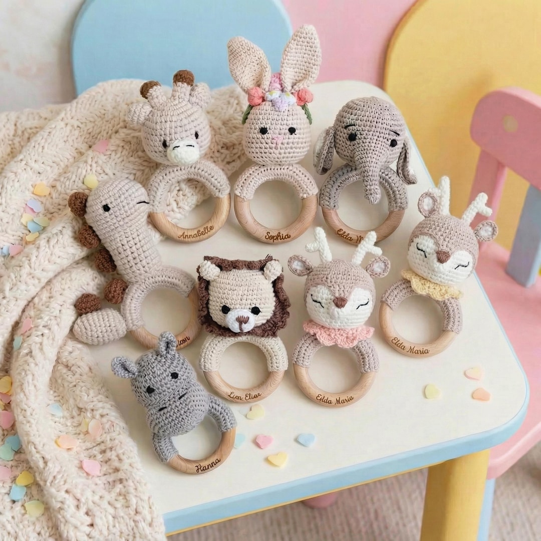 Kids Toys, Babygeschenk Geburt, Baby Greifling, Rassel, Personalisierte ...