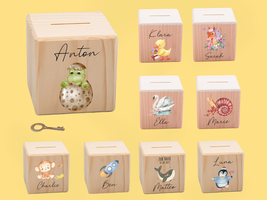 Spardose Kind, Spardose personalisiert, Spardose, Spardose Holz ...