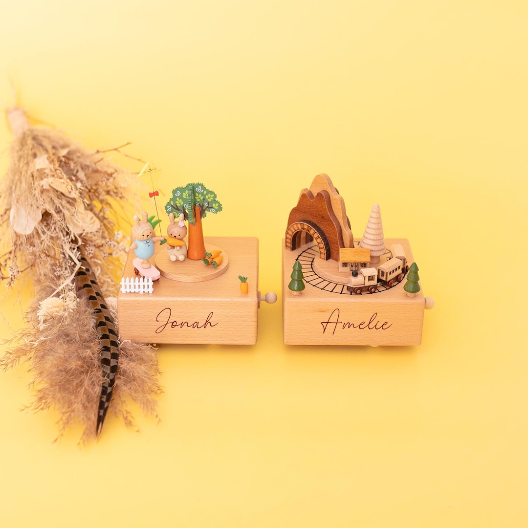 Baby Music Box, Wooden Music Box, Personalized Music Box, Birth Gift ...