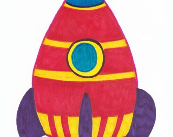 Rocket Art for Kids | Etsy