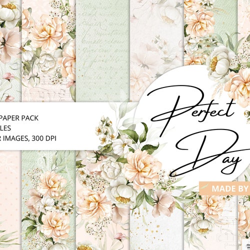 Wedding Digital Paper Flower Scrapbook Background Peach - Etsy