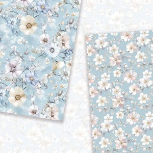 Meadow Patterns 3 on 8 A4 JPG Pages, Blue Shabby Backgrounds for ...