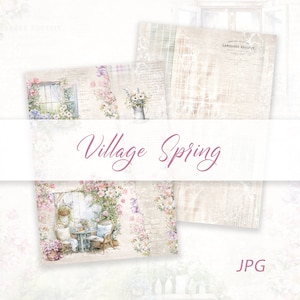 Village Spring A4 is a Digital Paper Set in Floral Cottage Style ...