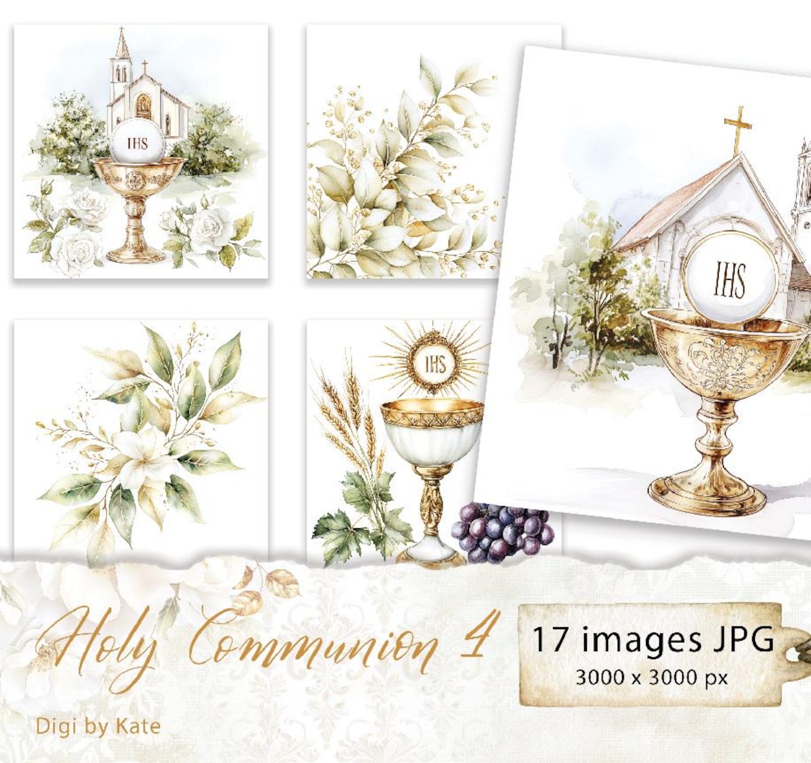 First Holy Communion 4 is a Digital Paper Set for Special Occasions - Etsy