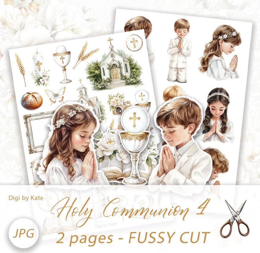 First Holy Communion 4 is a Digital Paper Set for Special Occasions - Etsy