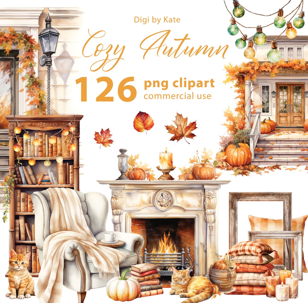 Cozy Autumn 126 PNG Orange Clipart Bundle, PNG Autumn Leaves, Fall Junk ...