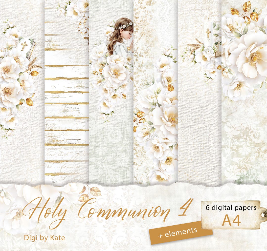 Holy Communion 6 A4 is a Digital Paper Set for First Holy Communion - Etsy