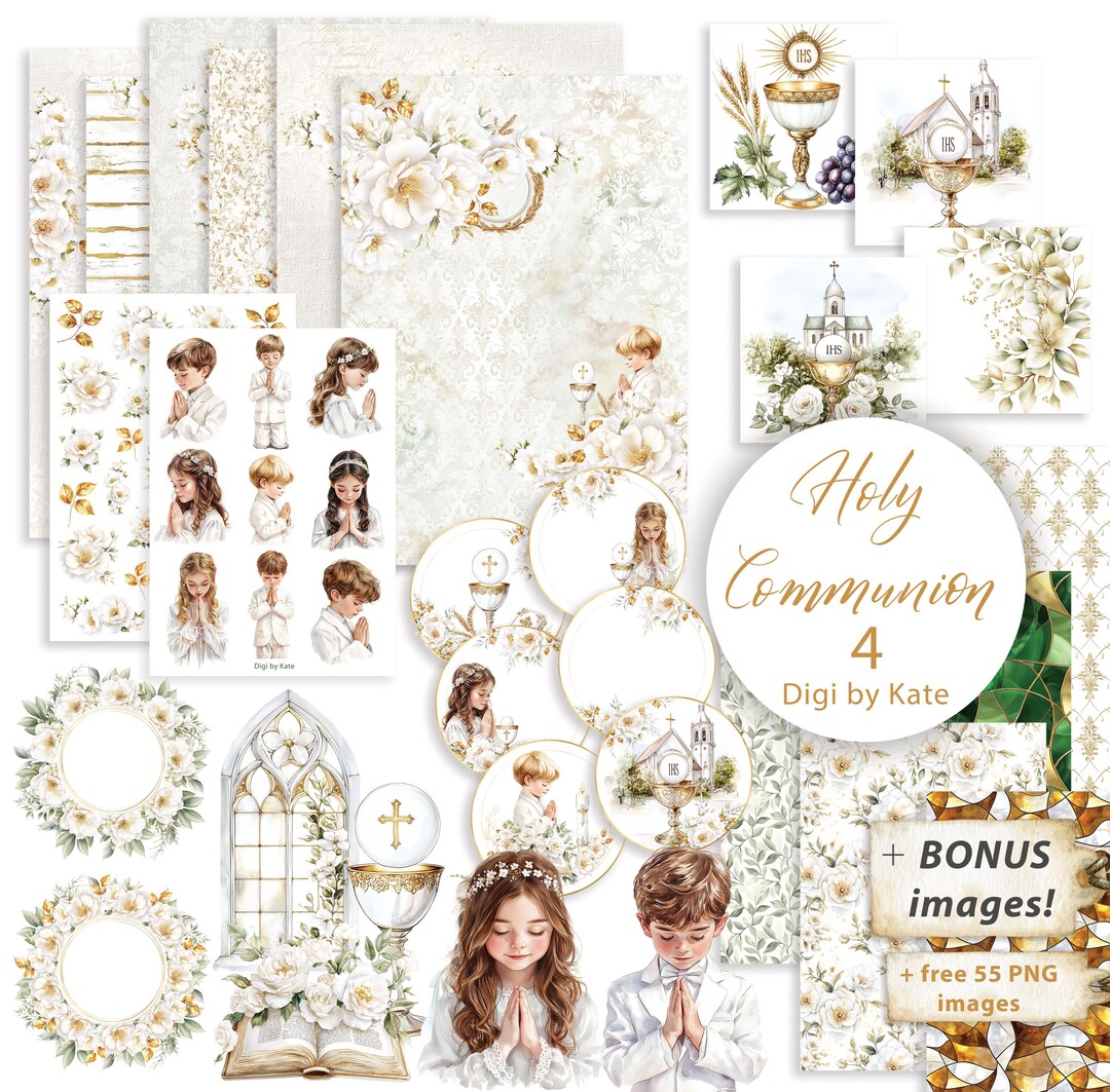 First Holy Communion 4 is a Digital Paper Set for Special Occasions - Etsy