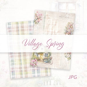 Village Spring A4 is a Digital Paper Set in Floral Cottage Style ...