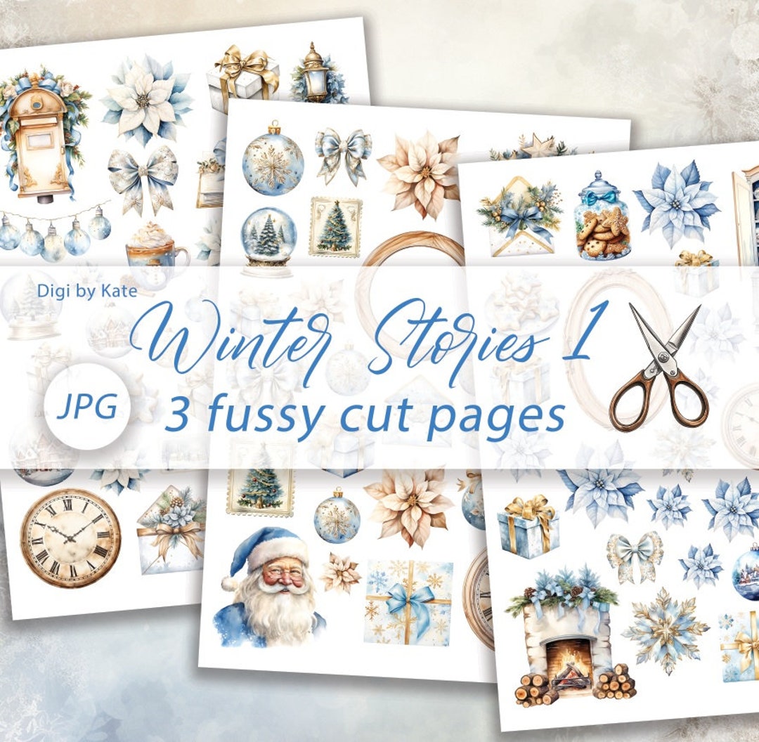 Winter Stories 1 Fussy Cut 3 A4 JPG Printable, Winter Journal ...
