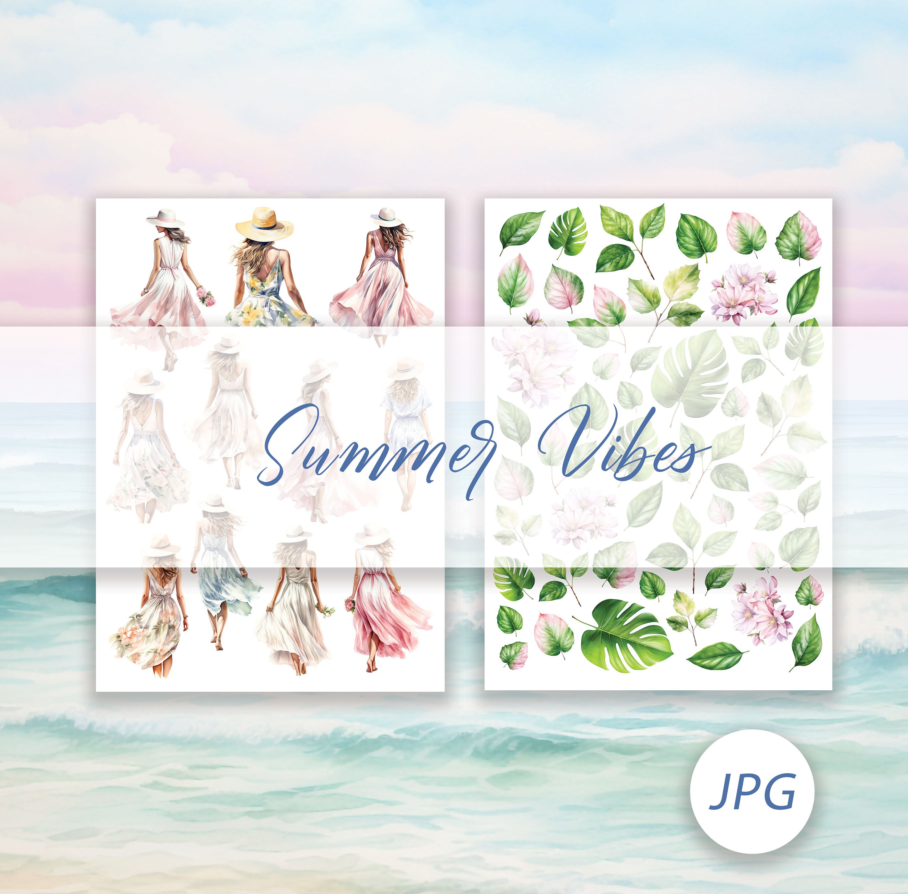 Summer Vibes Digital Paper Pack Summer Scrapbook Paper - Etsy
