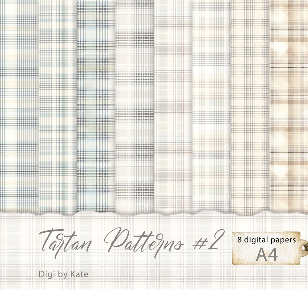 Tartan Patterns #2 on 8 A4 JPG Pages in Light Colors, Checkered Pattern ...