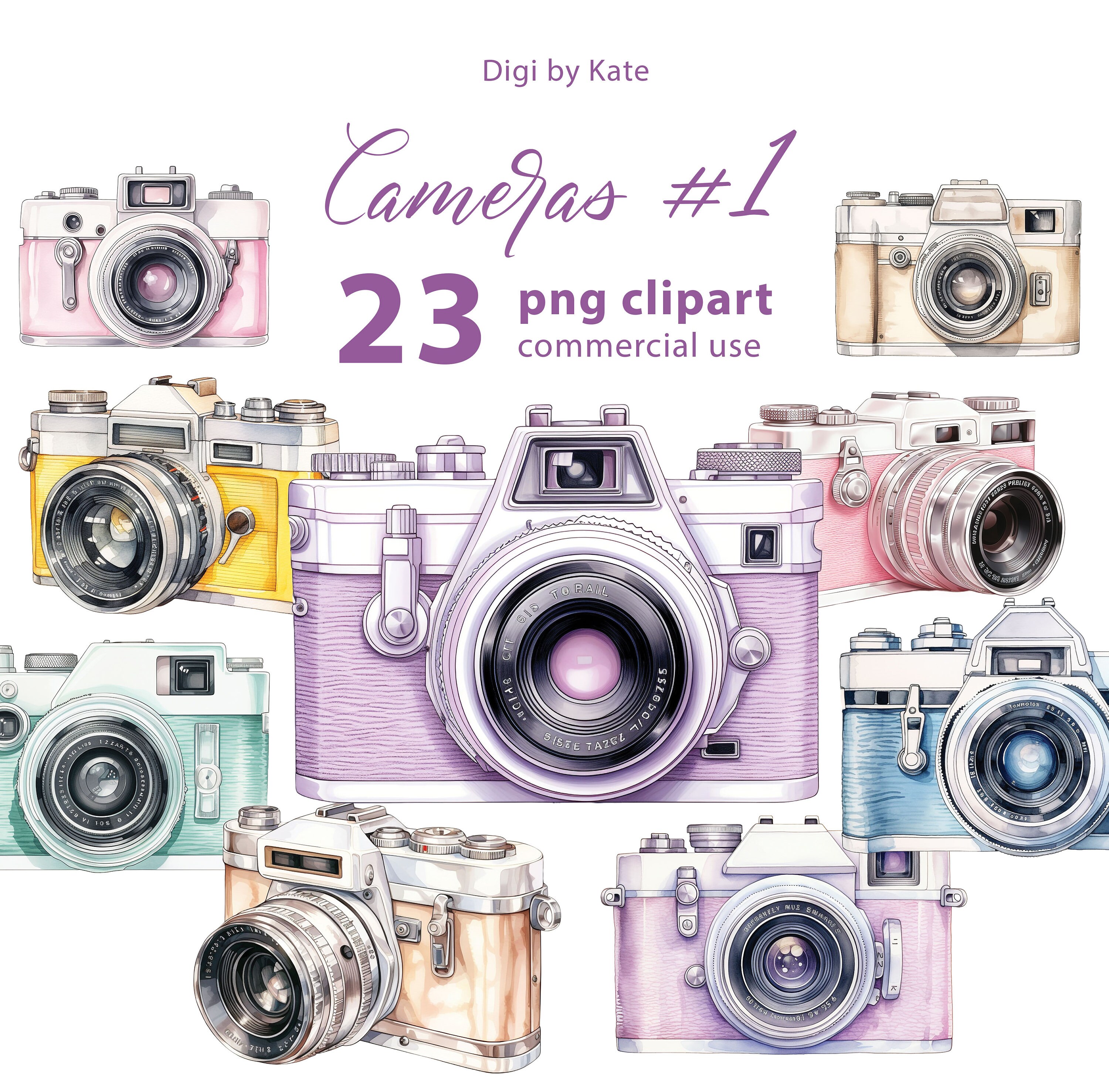 Cameras 1 23 PNG Clipart Set Pastel Cameras Clipart Camera - Etsy Australia