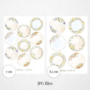 Spring Printable Circles, Spring Flower Elements, Spring Journal Tags ...