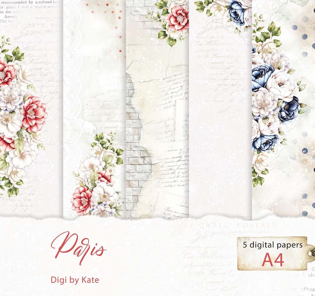 Paris Digital Paper Set Perfect for Journaling and Scrapbooking - Etsy