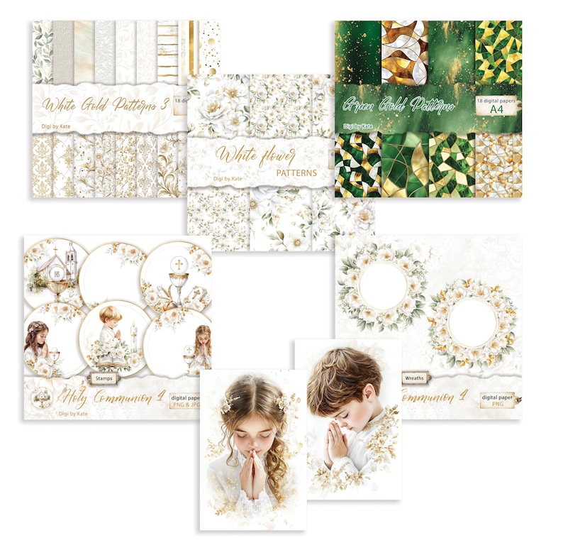 First Holy Communion 4 is a Digital Paper Set for Special Occasions - Etsy