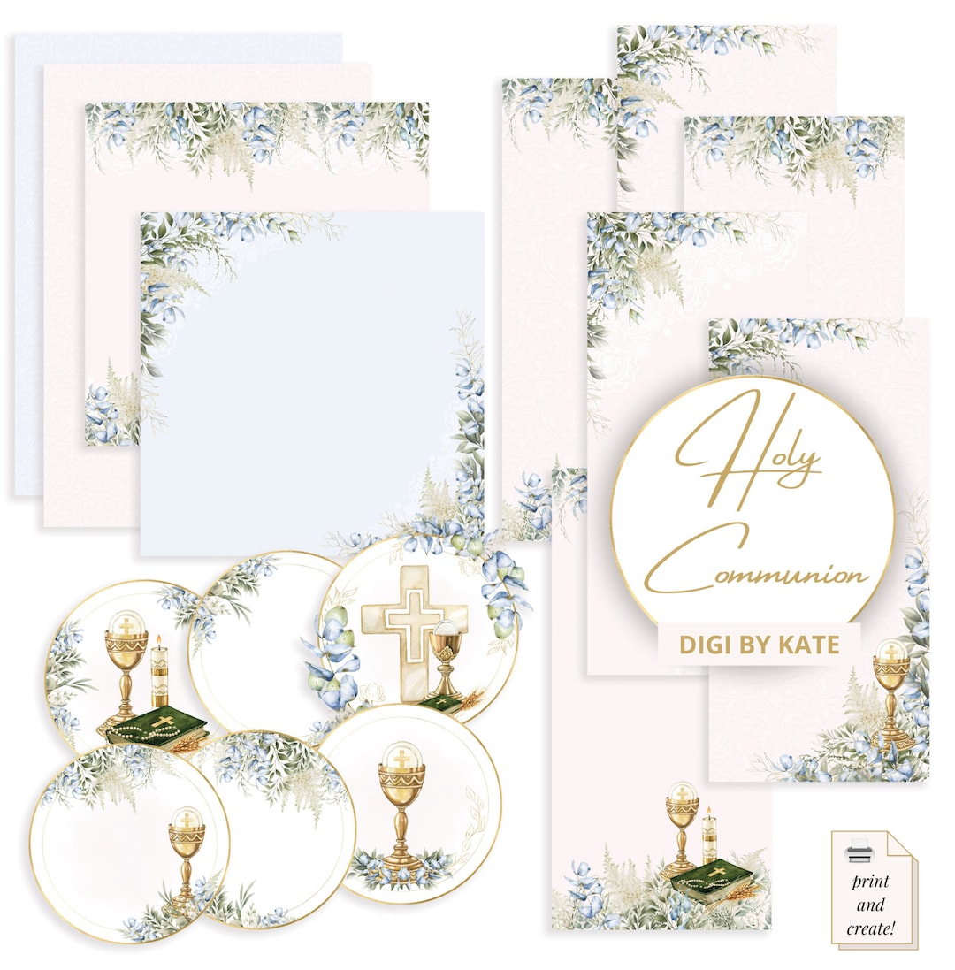 First Holy Communion Digital Paper Pack, First Communion Digital ...