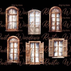 Rustic Windows 11 PNG Clipart Set, Rustic Windows Clipart, Old Wooden ...