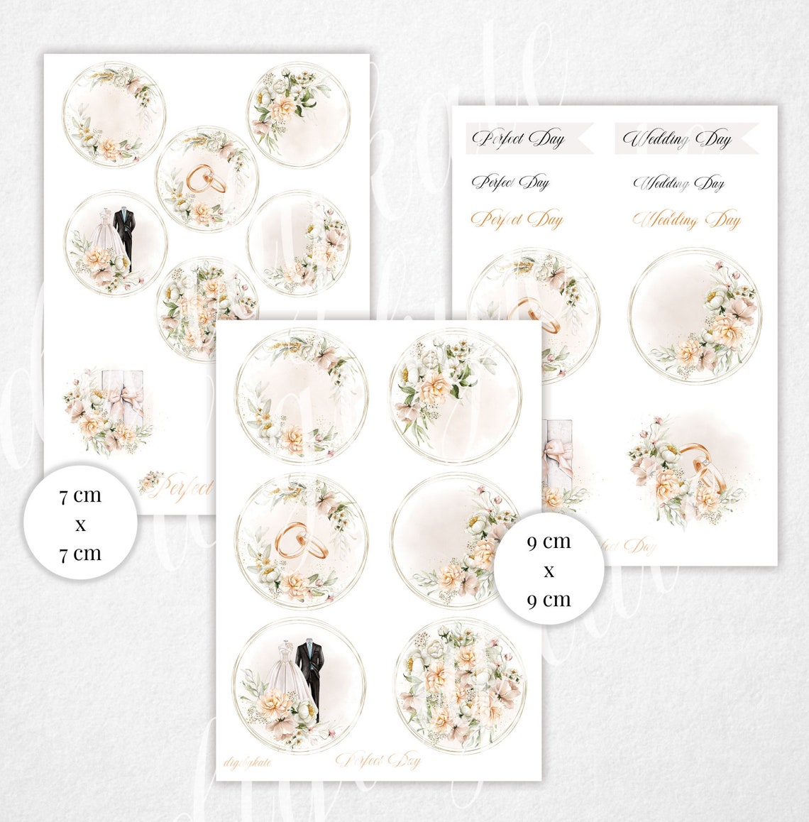 Wedding Printable Circles, Digital Wedding Elements, Wedding Journal ...