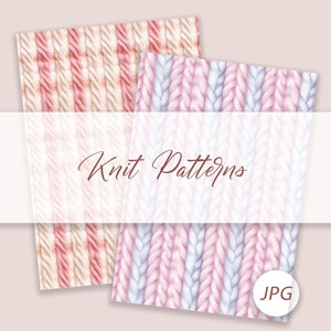 Knit Patterns 6 A4 JPG Pastel Background Digital Paper, Pastel Knit ...