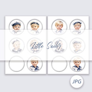 Little Sailor Stamps PNG and JPG, Navy Baby Boy Journal Circle Tags ...