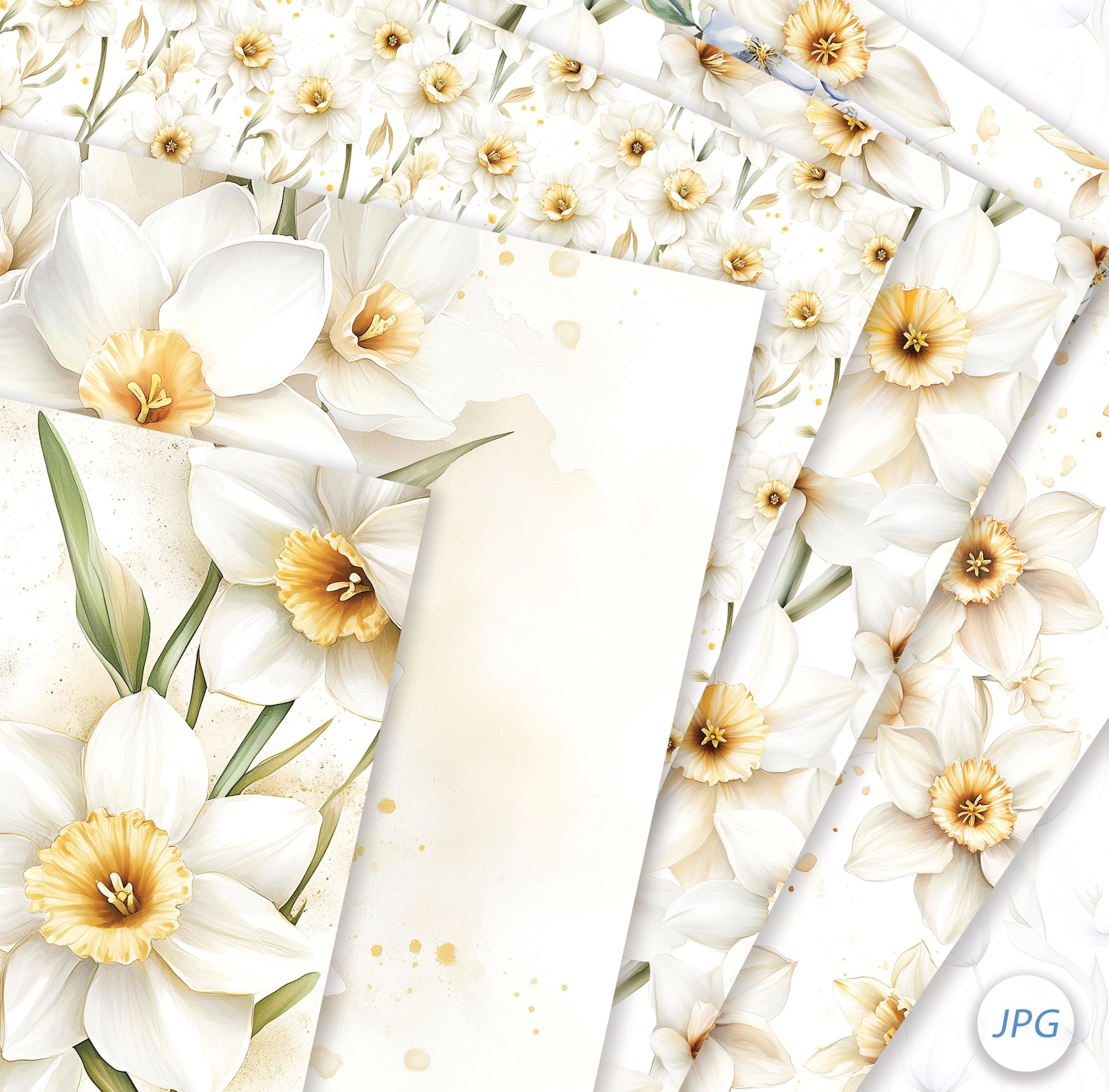 Spring Patterns on 30 A4 JPG Pages, Pastel Blue and Pastel Yellow ...