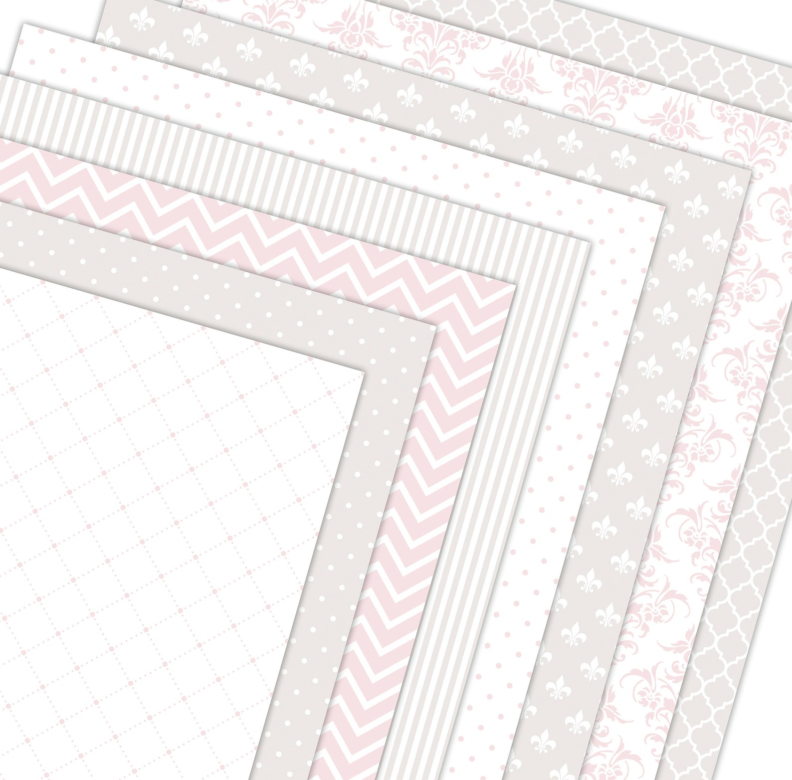 Blush and Grey Background Digital Paper A4 Digital Damask | Etsy