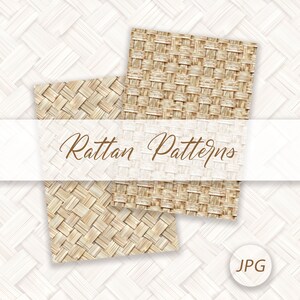 Rattan Patterns on 9 A4 JPG Pages - Printable Digital Paper Set for ...