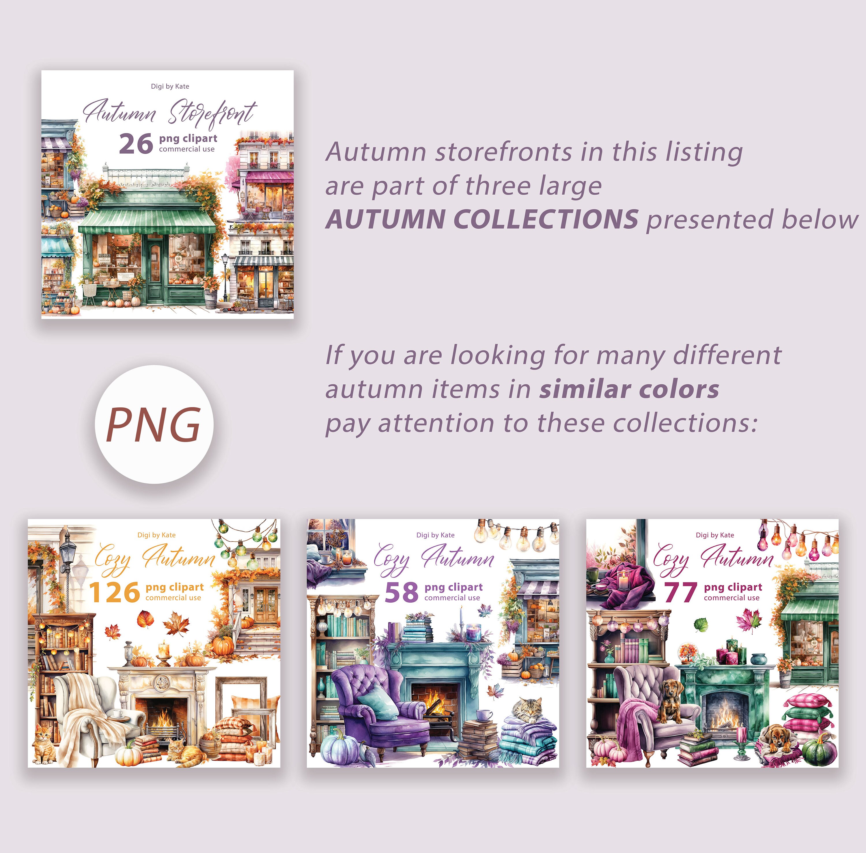 Autumn Storefront 26 PNG Clipart Set, Fall Watercolor Shop, Fall PNG ...