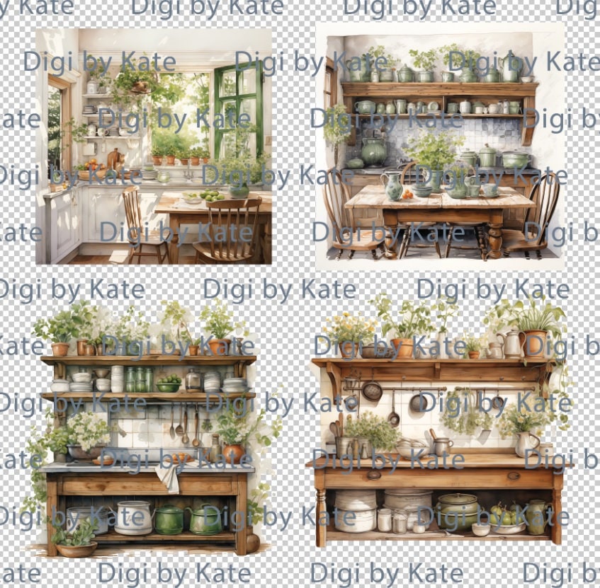 Country Kitchen 22 PNG Clipart Set - Beautiful Cottagecore Kitchen ...