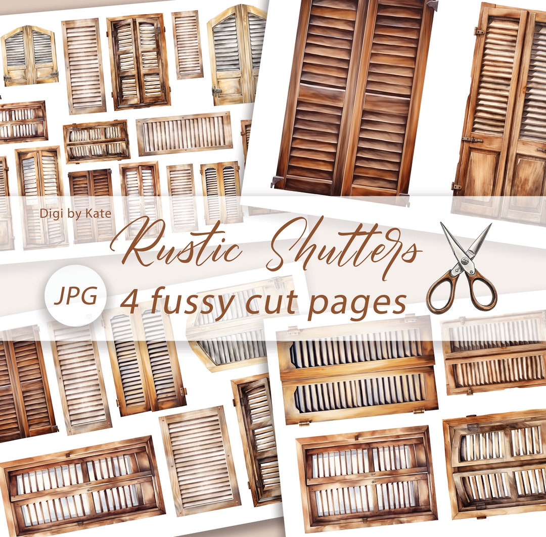 Rustic Shutter Fussy Cut 4 A4 JPG Printable, Junk Journal Ephemera ...