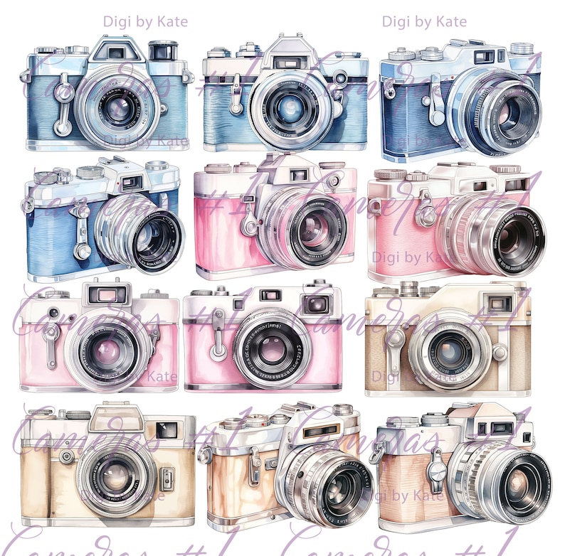 Cameras 1 23 PNG Clipart Set Pastel Cameras Clipart Camera - Etsy Australia