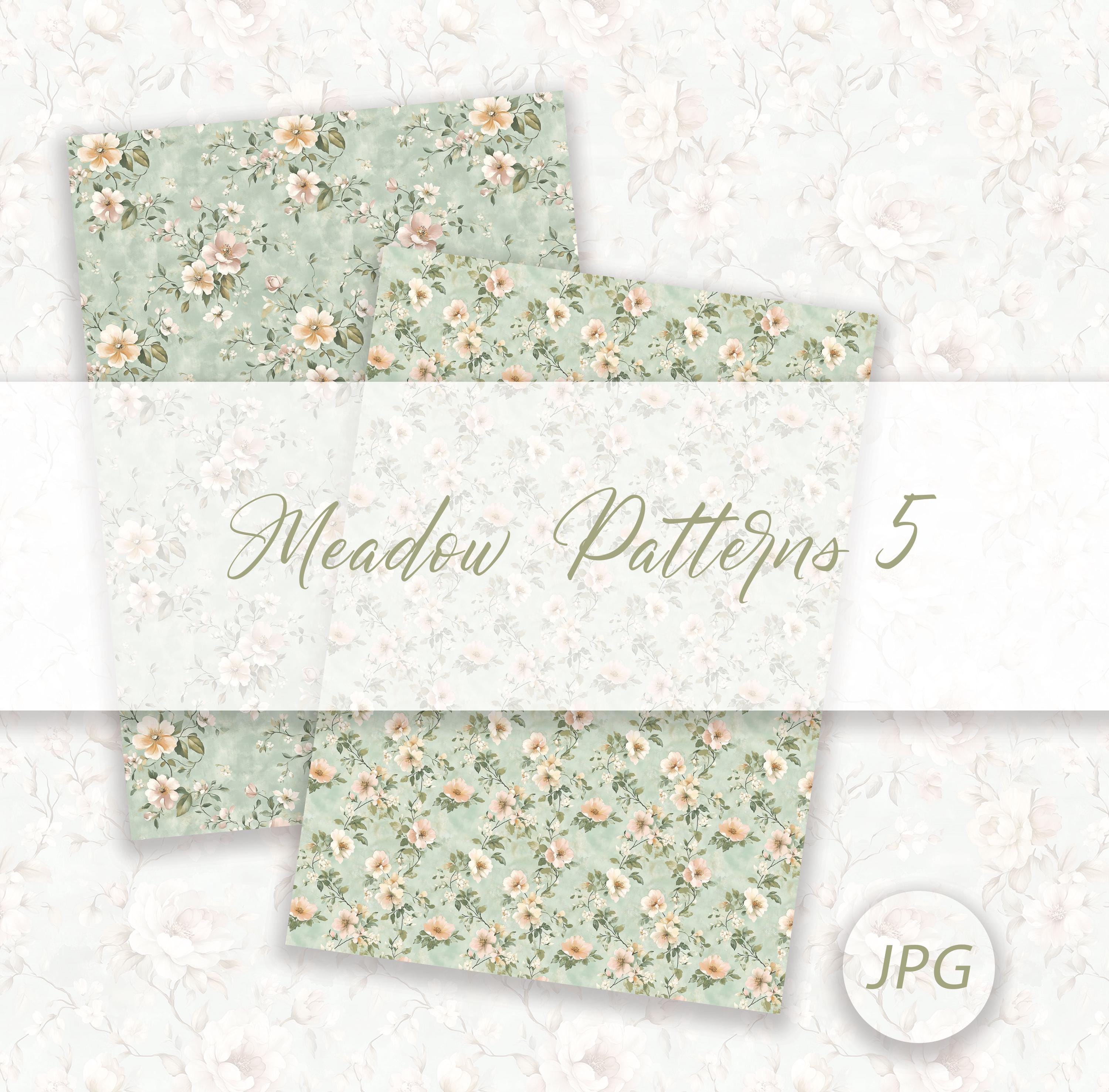 Meadow Patterns 5 on 12 A4 JPG Pages, Green Shabby Backgrounds for ...