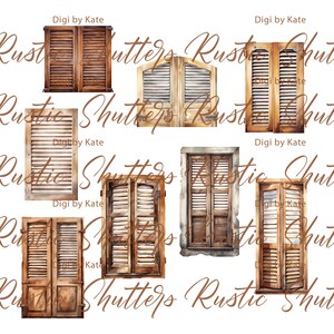 Rustic Shutters 12 PNG Clipart Set, Rustic Shutter Clipart, Old Wooden ...