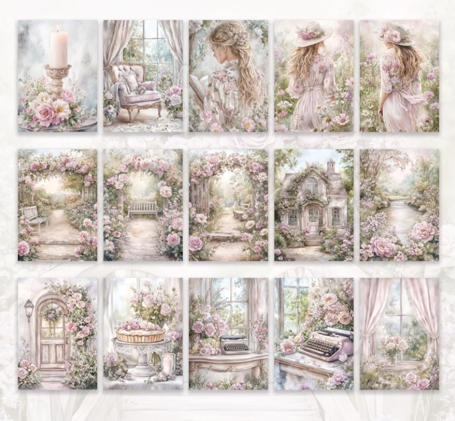 Ethereal 5 Pastel 60 A4 Pages With Shabby Chic Style Graphics, Romantic ...