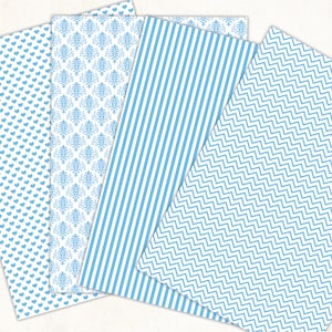 Light Blue Background Digital Paper, A4 Digital Damask Paper, Blue ...