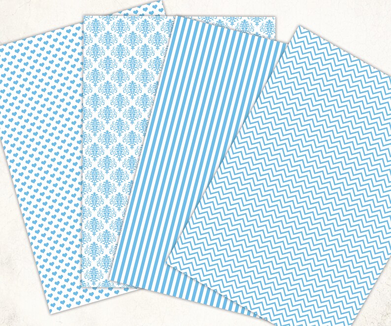 Light Blue Background Digital Paper A4 Digital Damask Paper - Etsy