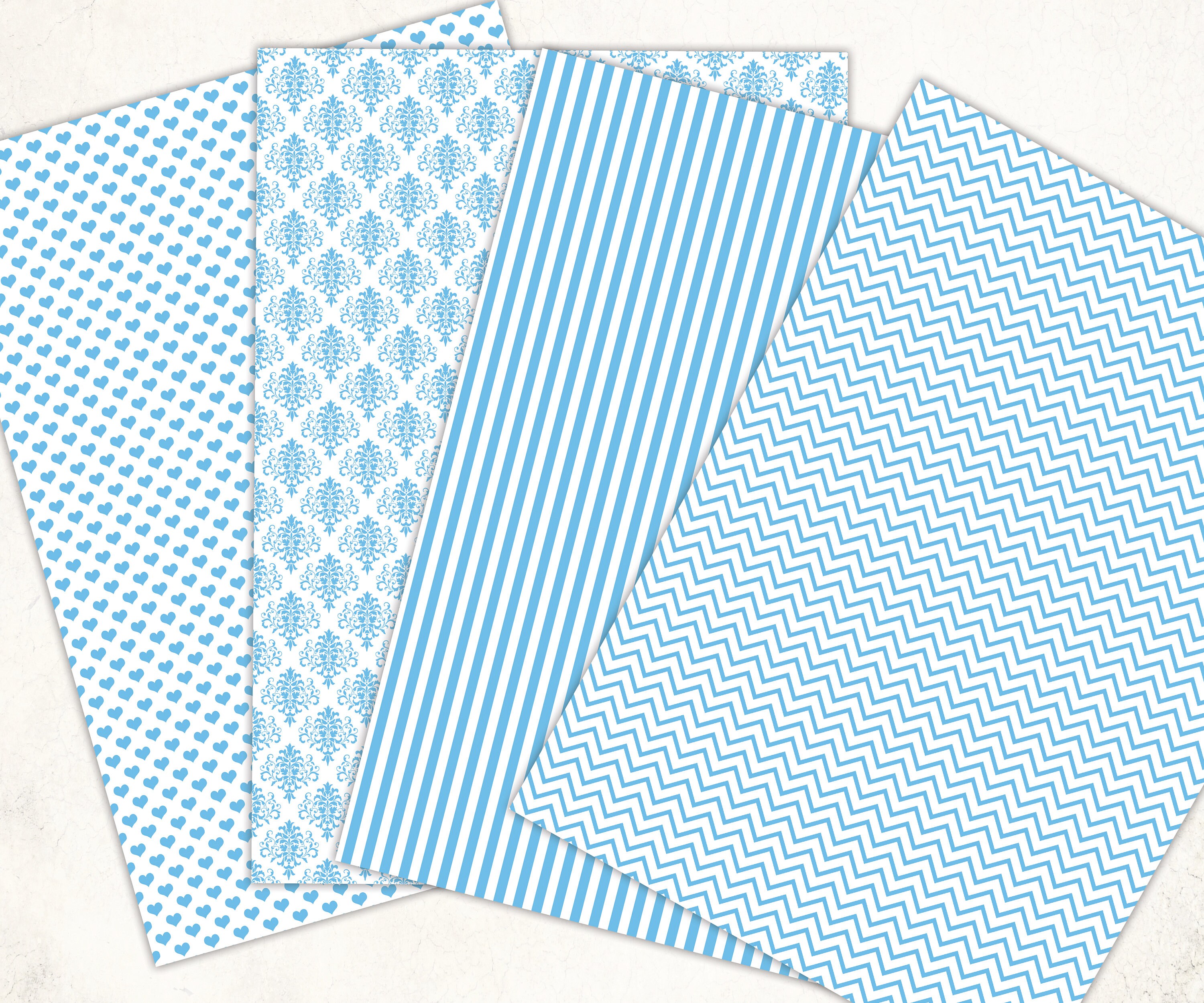 Light Blue Background Digital Paper, A4 Digital Damask Paper, Blue ...
