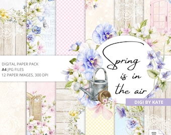 Easter Digital Papers Spring Digital Papers Doodle Rabbits - Etsy