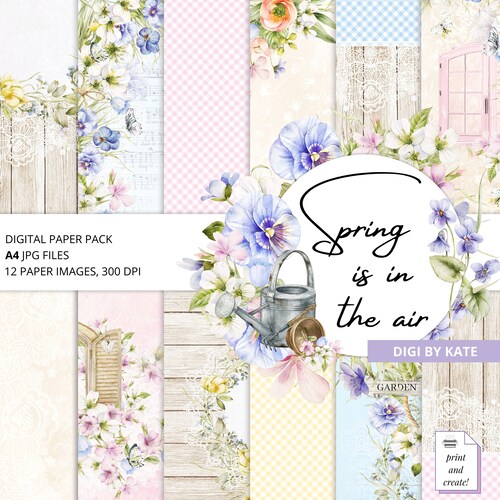 Happy Spring Garden Pastel Digital Paper Pack - Etsy