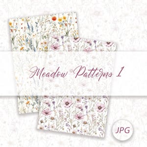 Meadow Patterns 1 on 10 A4 JPG Pages, Wildflower Backgrounds for ...