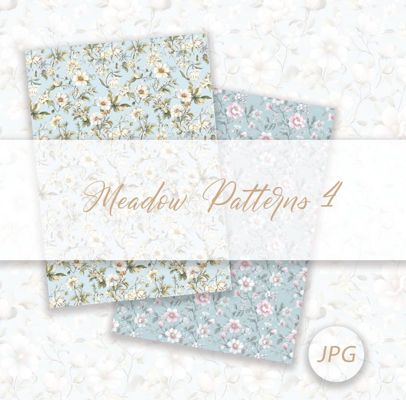 Meadow Patterns 4 on 10 A4 JPG Pages, Blue Shabby Backgrounds for ...