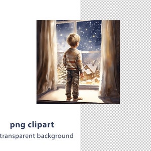 Children in Winter Windows #2 10 PNG Clipart Set on Christmas Eve ...