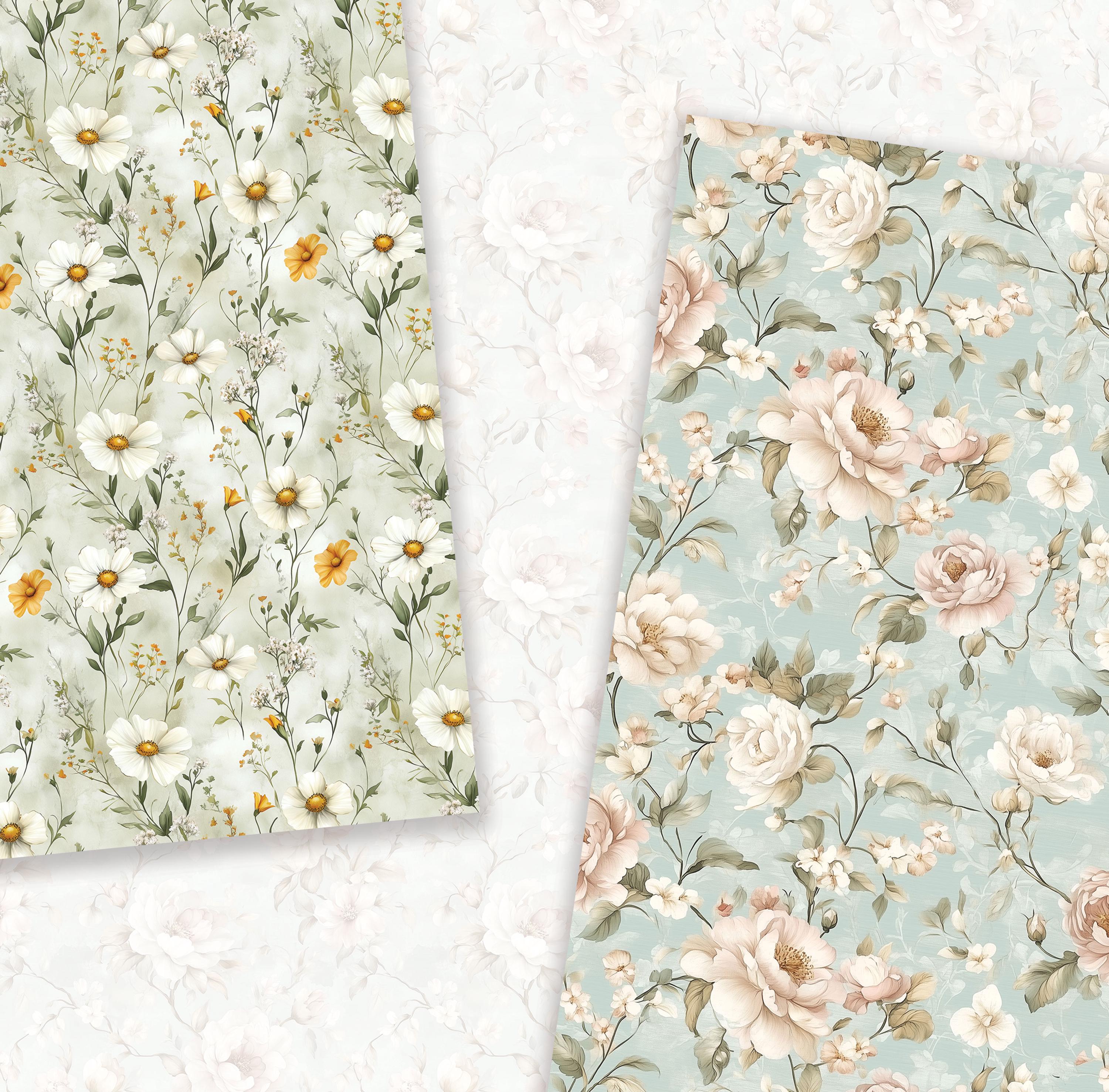 Meadow Patterns 5 on 12 A4 JPG Pages, Green Shabby Backgrounds for ...