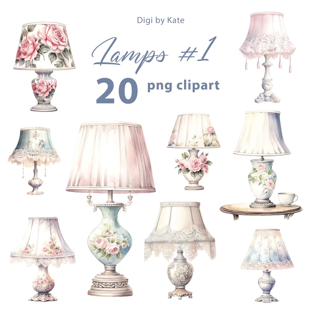 Lamps #1 20 PNG Clipart Bundle, Digital Paper, Shabby Scrapbooking ...